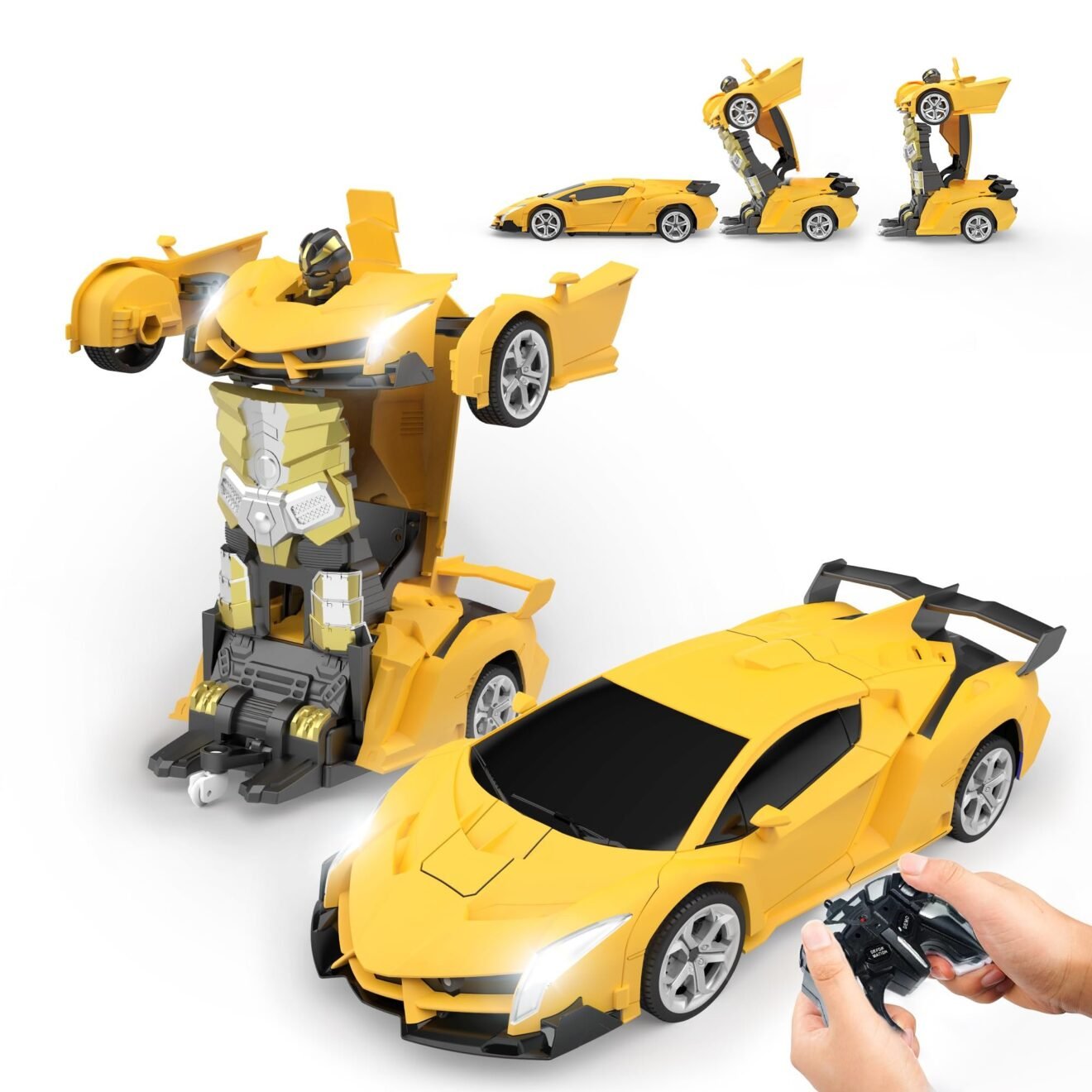 Transformers RC Car 1:14 Scale Transforming Robot R/C Car with Lights ...